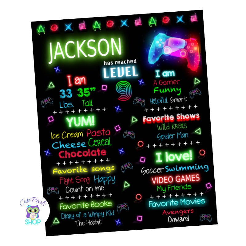 Video Game Birthday Sign - Gamer Chalkboard Sign – Cute Pixels Shop