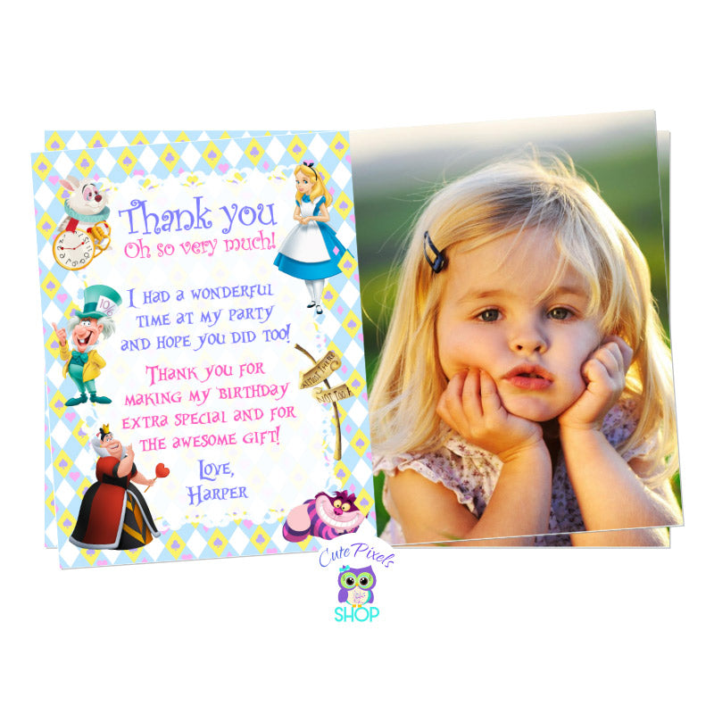Alice in Wonderland Thank you Card - Alice Birthday – Cute Pixels Shop