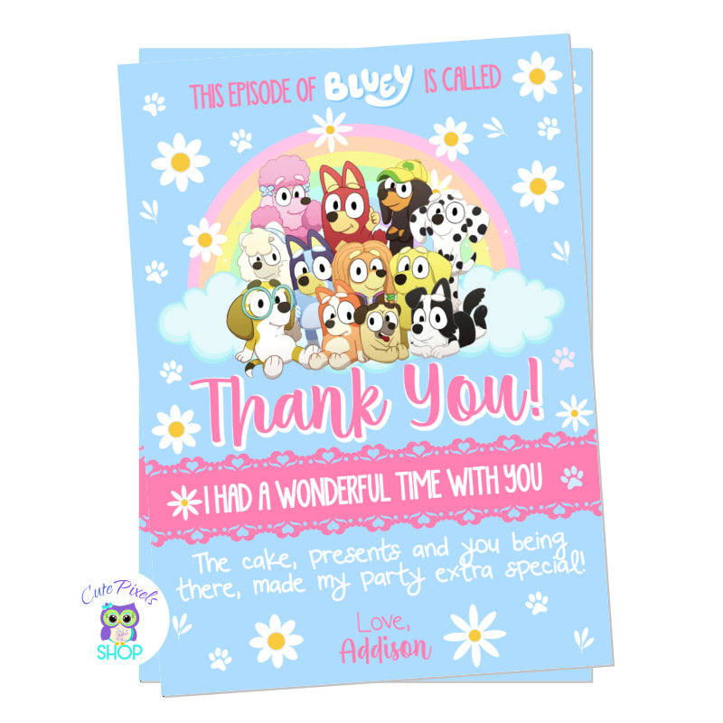 Bluey Girl Card - Bluey Thank You Card – Cute Pixels Shop