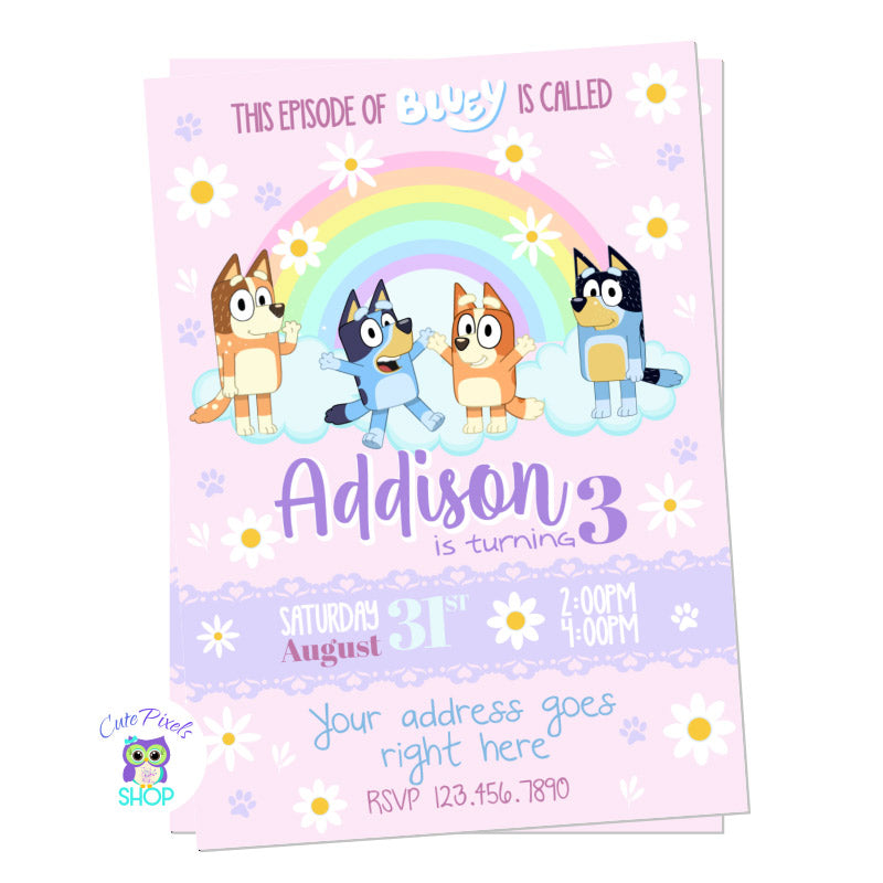 Bluey Girl Invitation - Bluey Birthday – Cute Pixels Shop