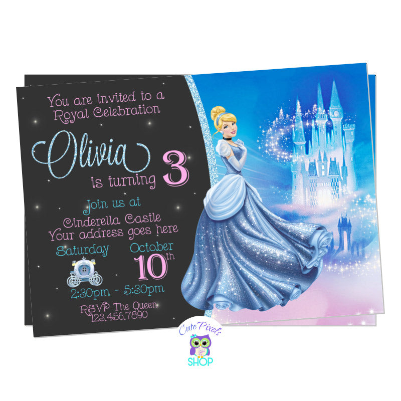 Cinderella Birthday Invitation - Disney Princess – Cute Pixels Shop