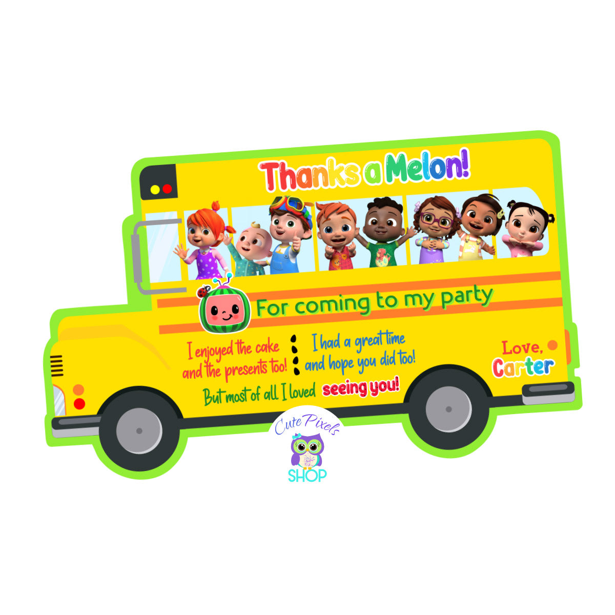 Cocomelon Bus Card - Wheels on The Bus Card – Cute Pixels Shop