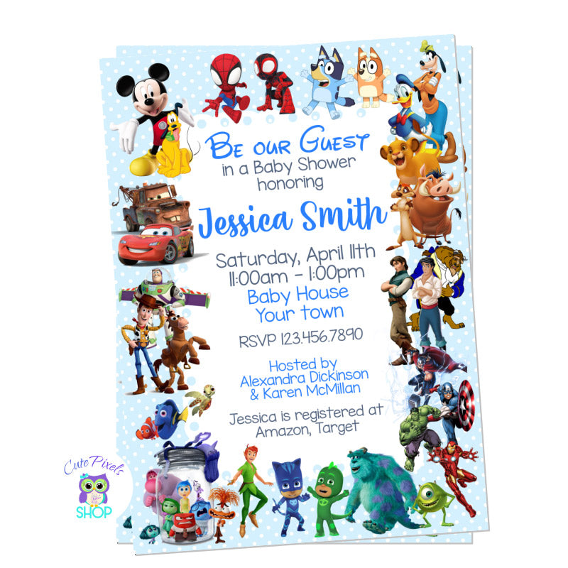 Disney Baby Shower Invitation - Disney Boy – Cute Pixels Shop