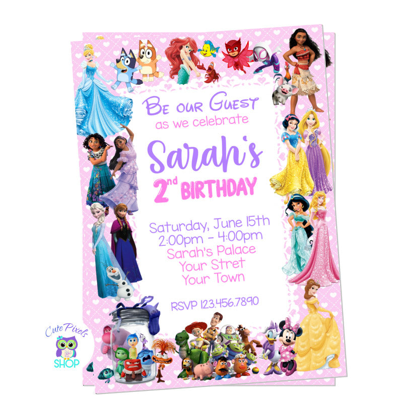 All Disney Characters Invitation - Disney Girl – Cute Pixels Shop
