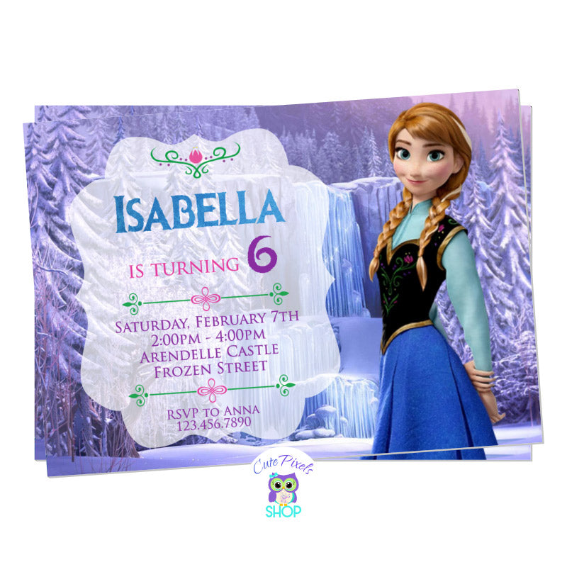Disney Frozen Birthday Invitation - Anna and Elsa – Cute Pixels Shop