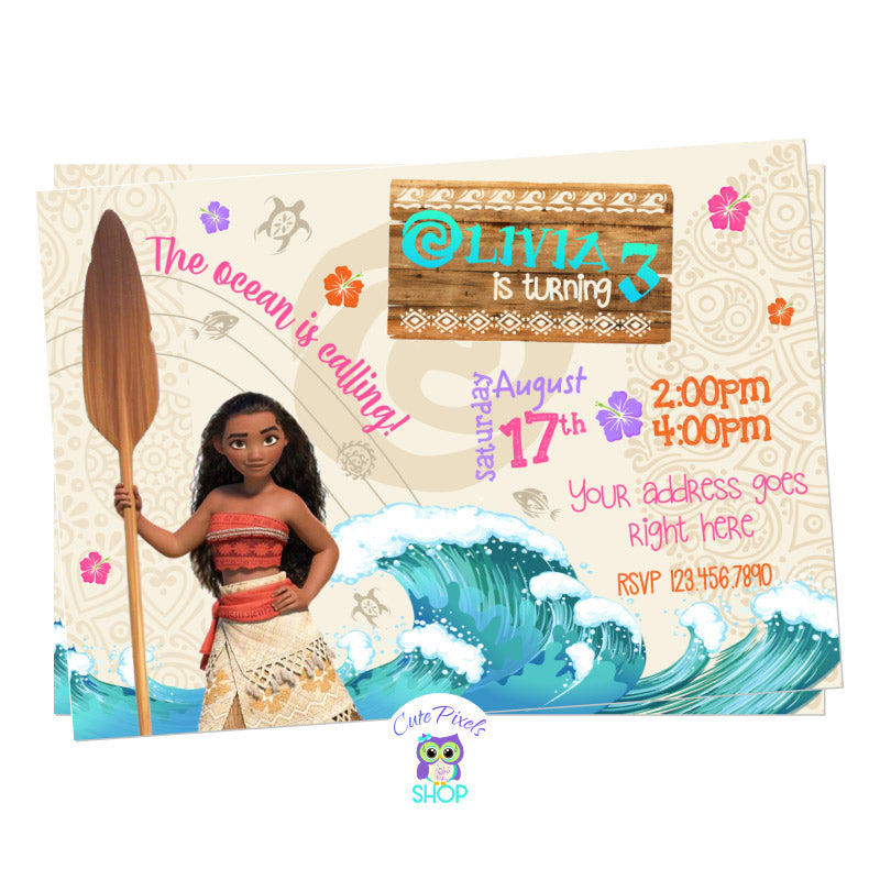Moana Invitation - Moana Birthday Party – Cute Pixels Shop