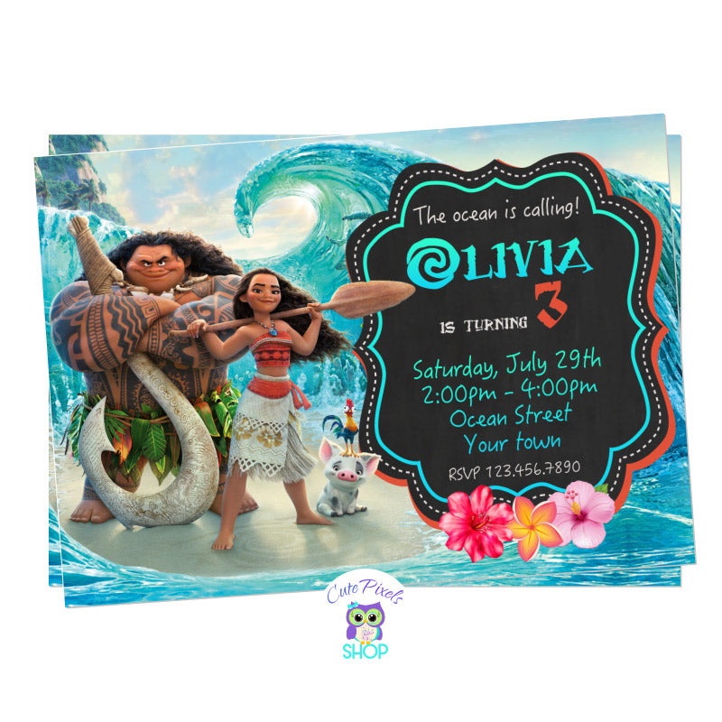 Moana Invitation - Moana Birthday – Cute Pixels Shop