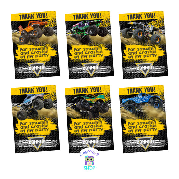Monster Jam Thank You Tags - Monster Truck Birthday – Cute Pixels Shop