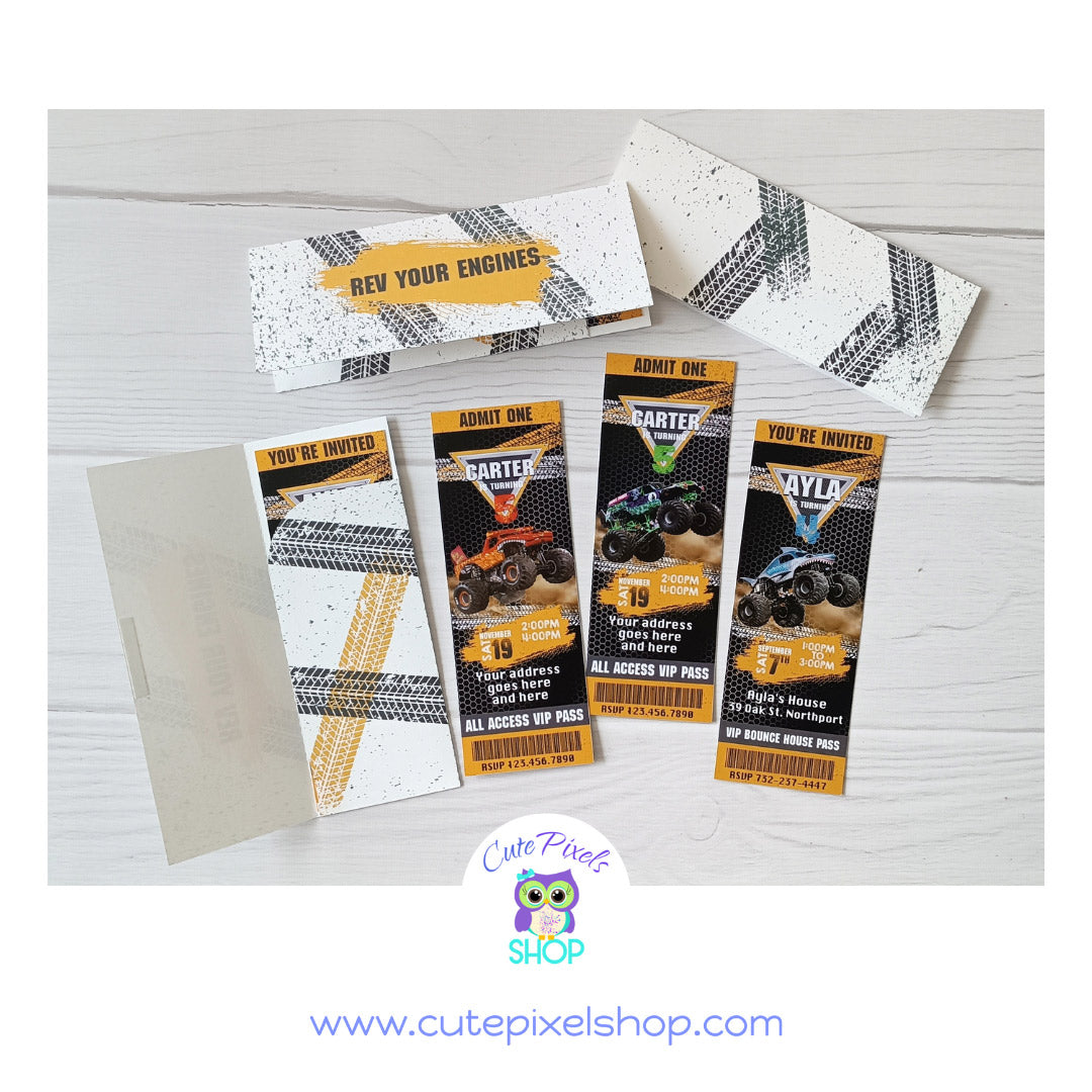 Monster Jam Invitation - Monster Jam Ticket Invite – Cute Pixels Shop