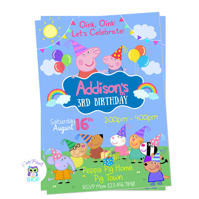 Peppa Pig Invitation - Peppa Pig Birthday – Cute Pixels Shop