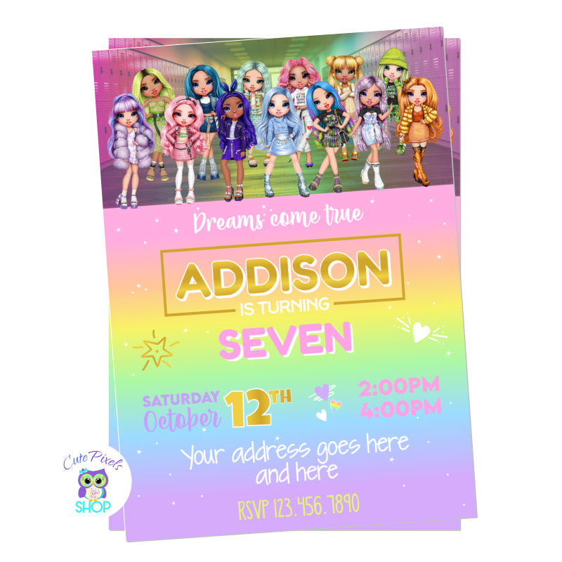 Rainbow High All Invitation in Pastel- Rainbow High Dolls – Cute Pixels ...