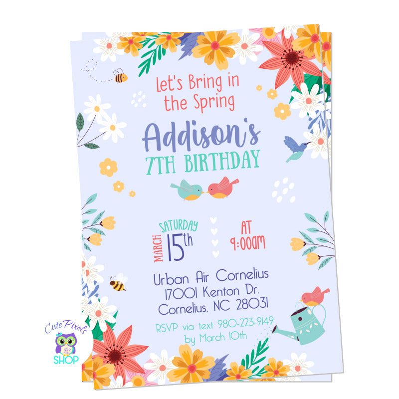 Spring Birthday Invitation – Cute Pixels Shop