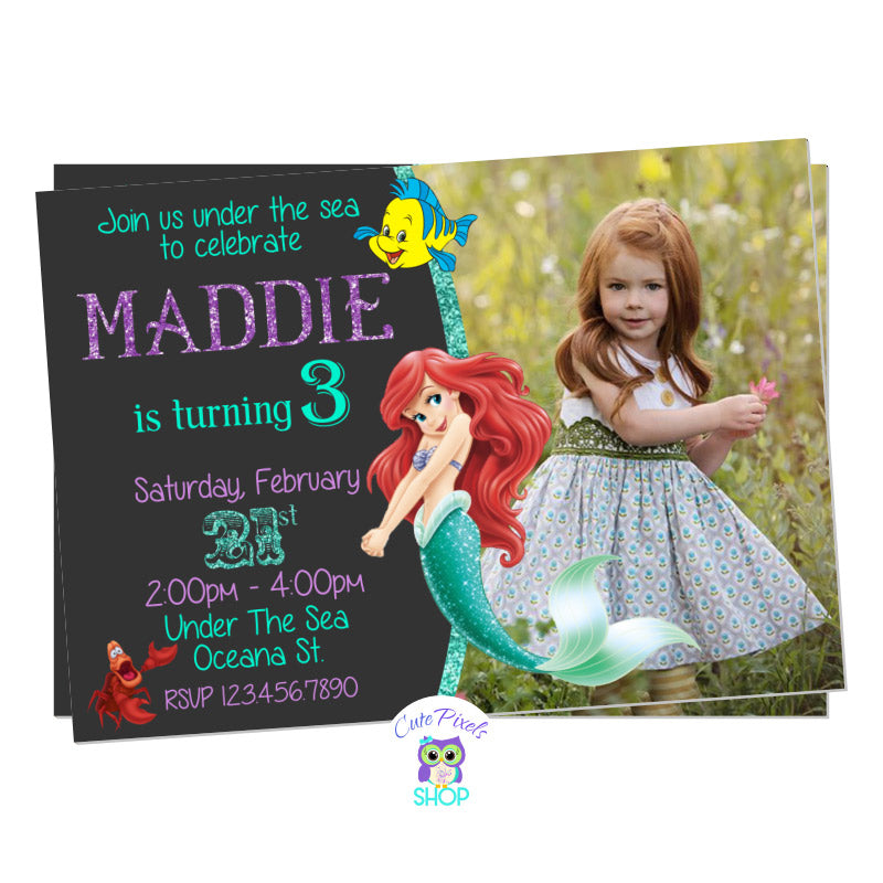 Little Mermaid Invitation - Princess Ariel Invite – Cute Pixels Shop