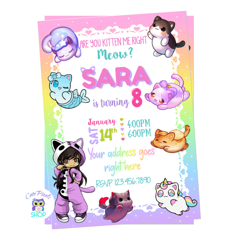Aphmau Cat Invitation - Kitty Invitation – Cute Pixels Shop
