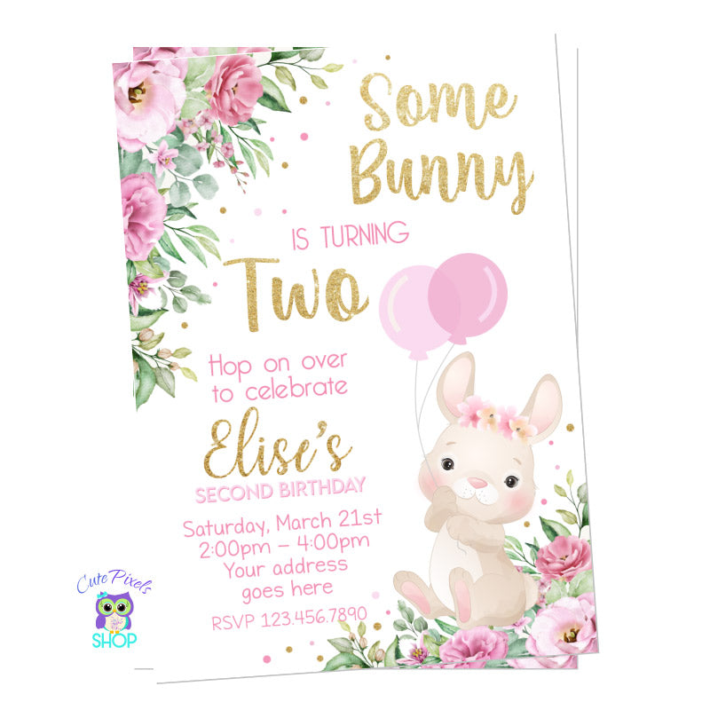 Some Bunny Invitation - Bunny Birthday Invitation – Cute Pixels Shop