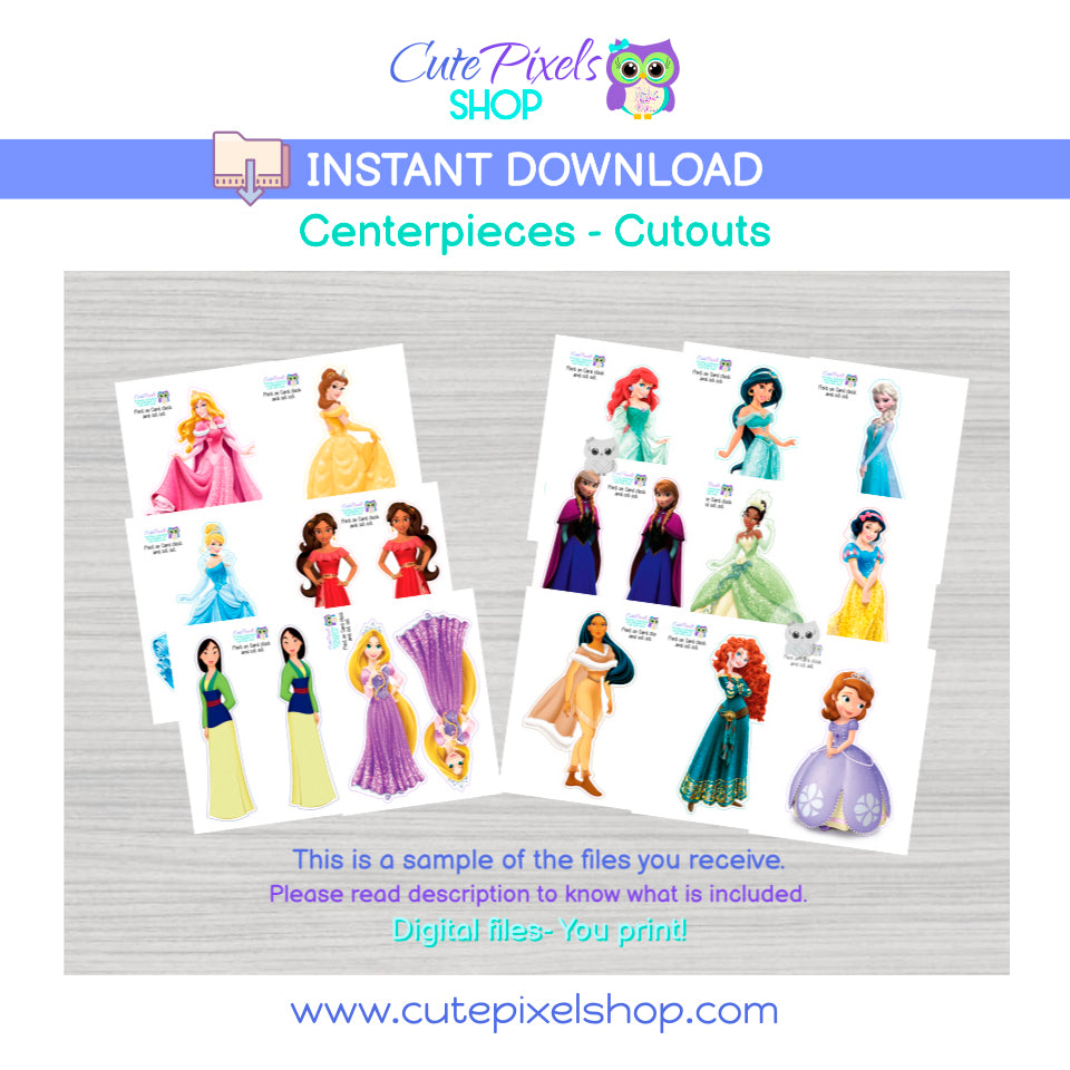 Disney Princess Centerpieces - Cutouts – Cute Pixels Shop
