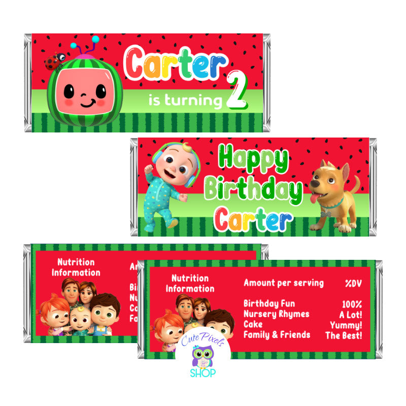 Cocomelon Candy Bar Wrappers - Cocomelon Chocolate Labels – Cute Pixels ...
