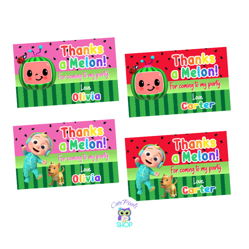 Cocomelon Thank You Tags - Cocomelon Thank you Labels – Cute Pixels Shop