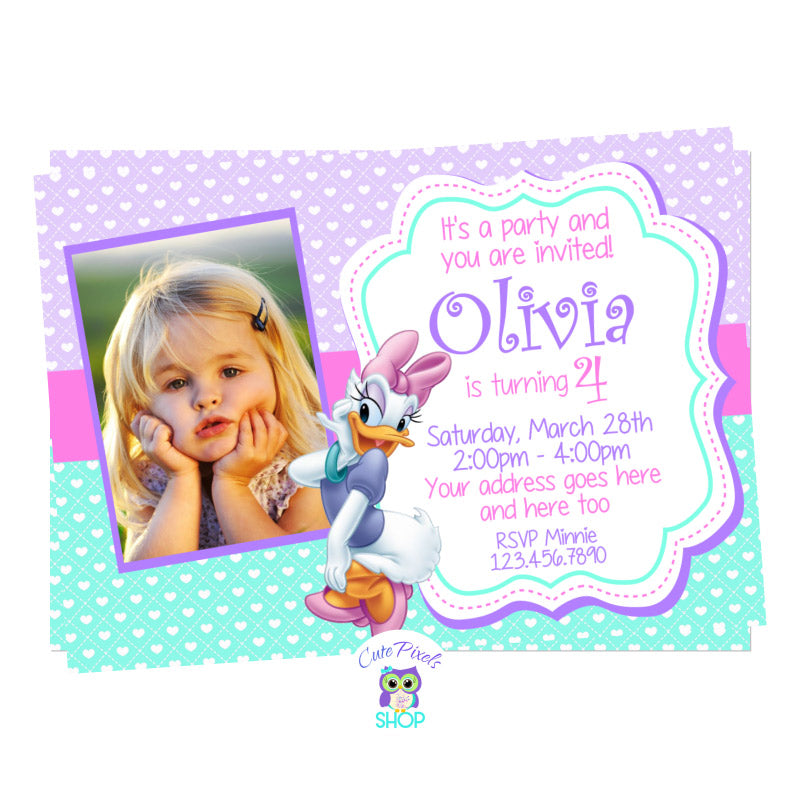 Daisy Duck Invitation - Daisy Duck Birthday Party – Cute Pixels Shop