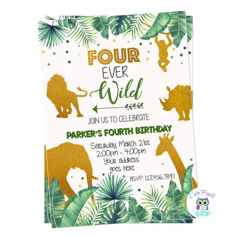 Four Ever Wild Invitation - Boy Safari Invitation – Cute Pixels Shop