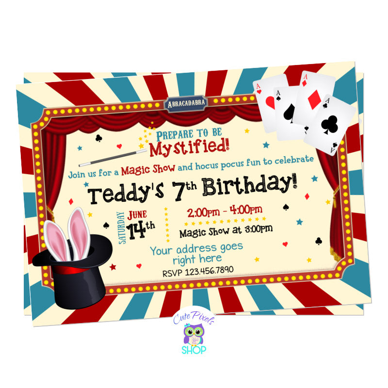 Magic Party Invitation - Magic Birthday Invitation – Cute Pixels Shop