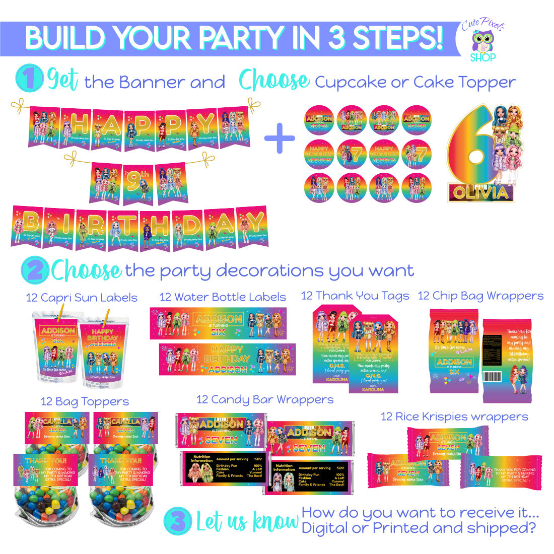 Rainbow High Party Decorations Kit - Rainbow High Party Package – Cute ...