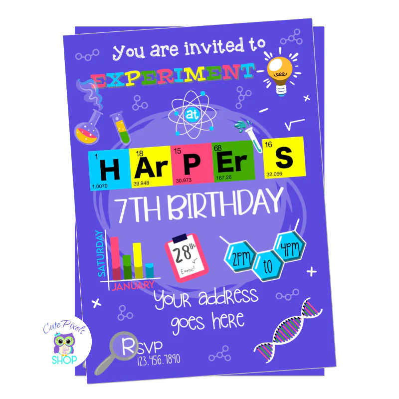 Science Invitation - Science Birthday Party – Cute Pixels Shop