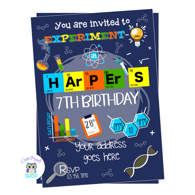 Science Party Invitation - Science Birthday – Cute Pixels Shop