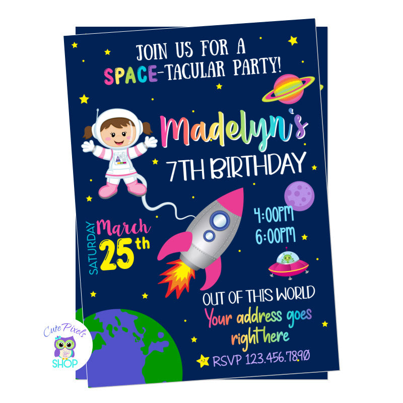 Space Invitation - Outer Space Birthday – Cute Pixels Shop