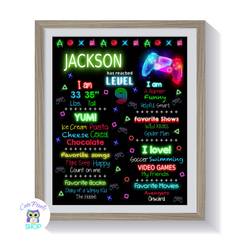 Video Game Birthday Sign - Gamer Chalkboard Sign – Cute Pixels Shop